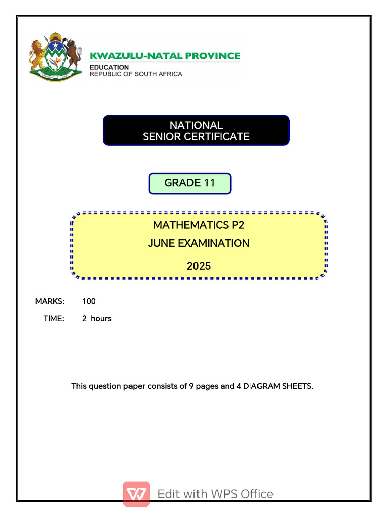 Mathematics p2 Grade 11 June 2025 Final | PDF | Circle | Trigonometric ...