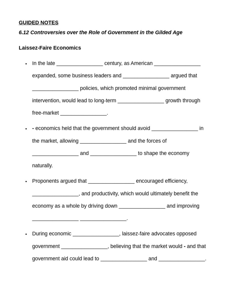 Guided Notes - PPT 6.12 | PDF | Laissez Faire | The United States
