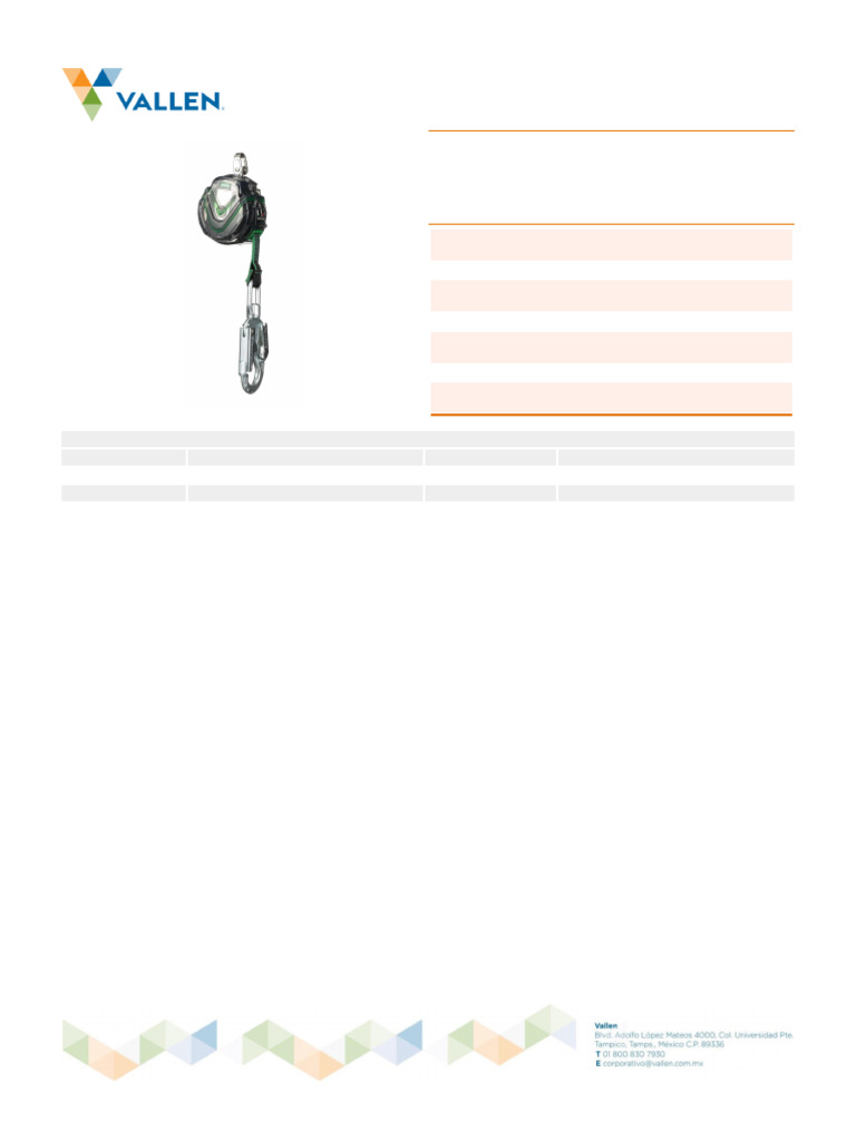 Cable Retráctil MSA V-TEC 10 ft 400 lb | PDF