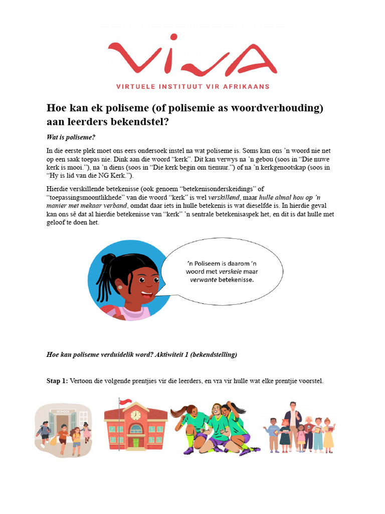 Hoe Kan Ek Polisemie Aan Jonger Leerders Bekendstel | PDF
