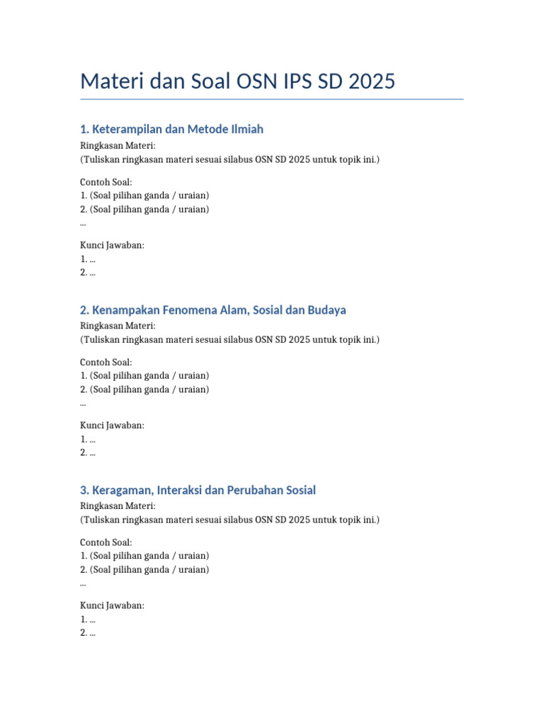 Materi Dan Soal OSN IPS SD 2025 | PDF