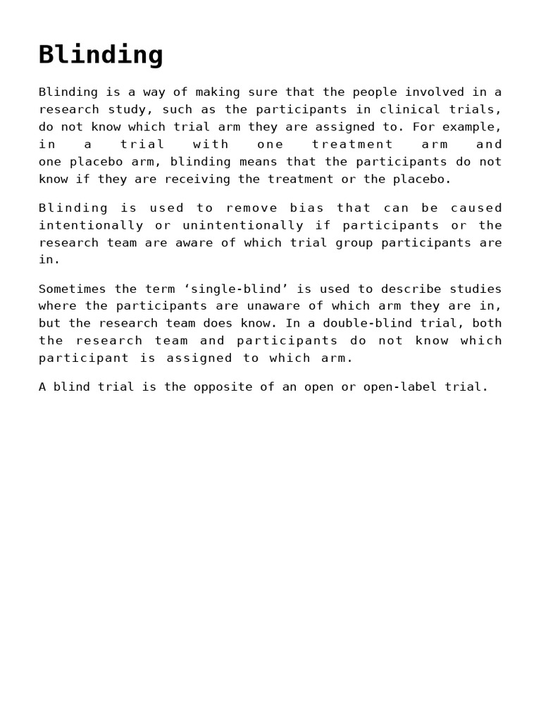 Understanding Blinding in Trials | PDF