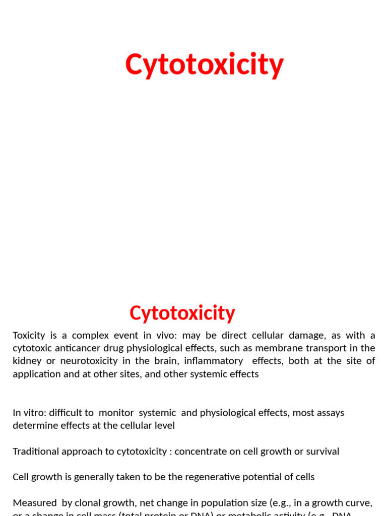 In Vitro Cytotoxicity Assays Overview | PDF | Cytotoxicity | Assay