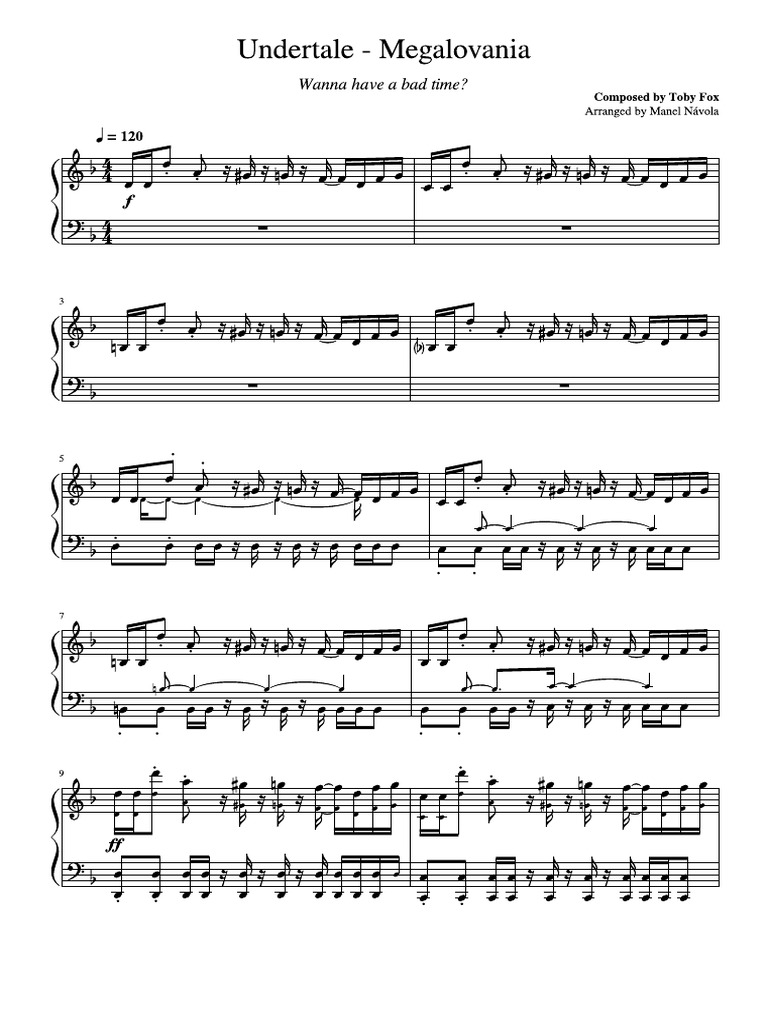 Composed by Toby Fox - Arranged by Manel Návola - Undertale ...