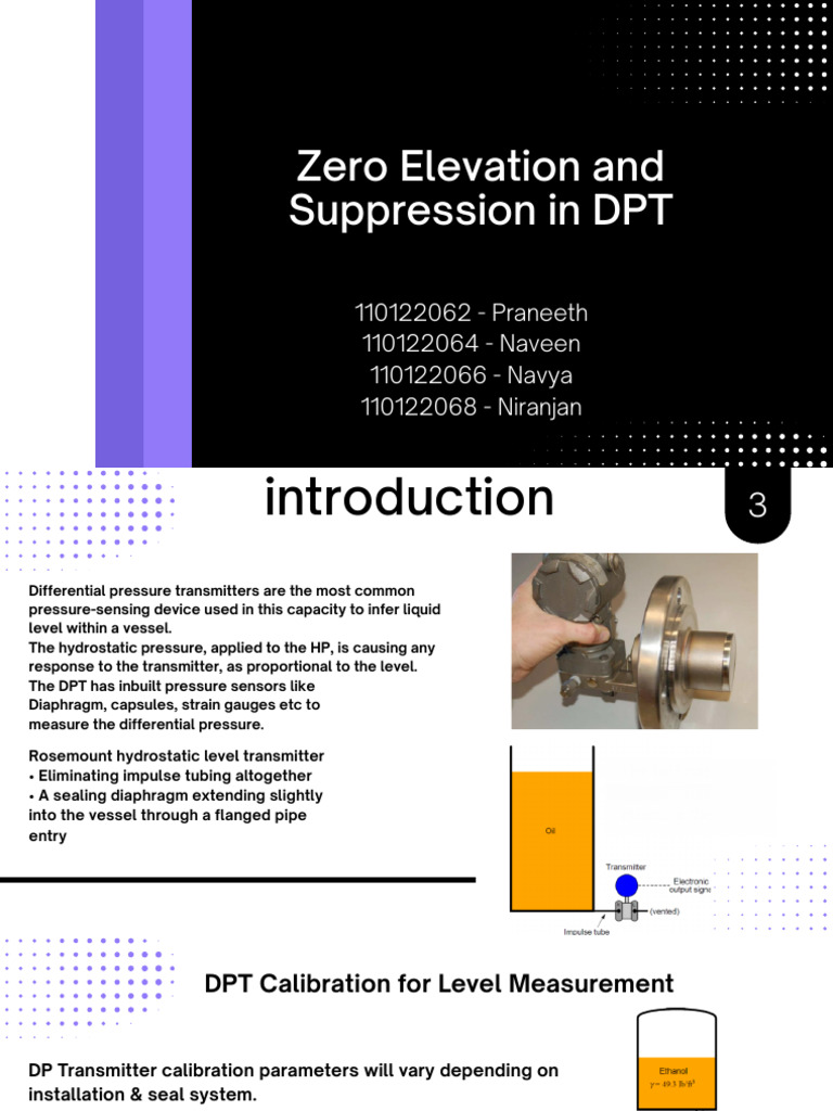DPT Zero Elevation and Suppression Guide | PDF | Pressure Measurement ...
