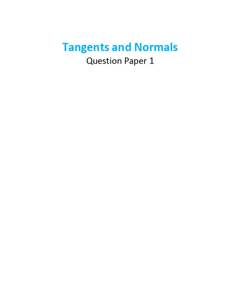 Tangent & Normals assignment | PDF | Tangent | Equations