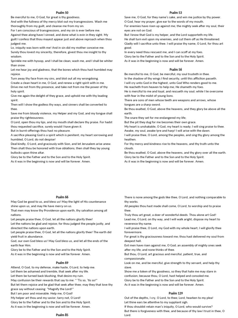 Seven Penitential Psalms Overview | PDF | Glory (Religion) | Penance