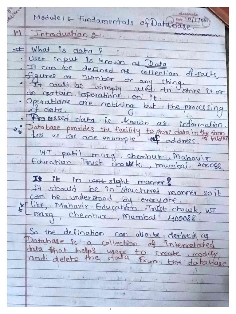 DBMs Module 1 Fundamentals of Dbms | PDF
