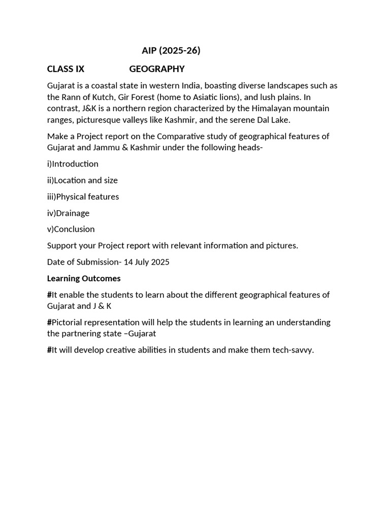AIP IX 2025-26 Geography | PDF