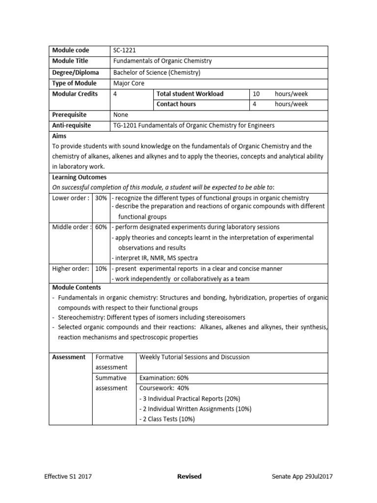 Fundamentals of Organic Chemistry Module | PDF