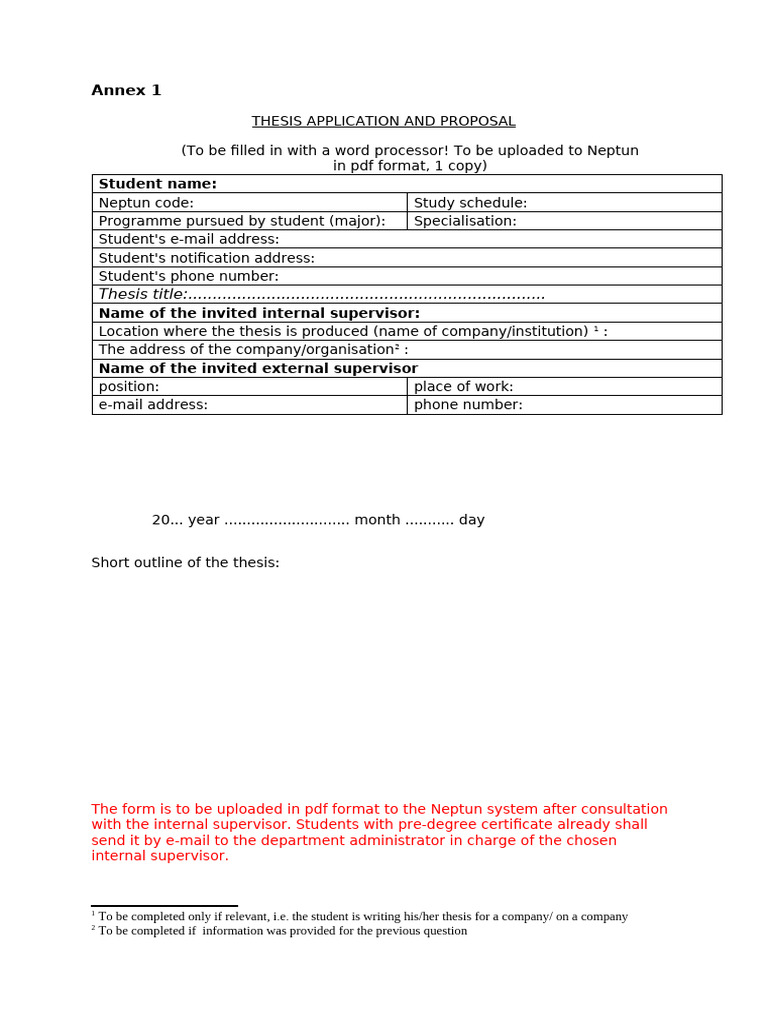 Annex 1 Thesis Application and Proposal | PDF