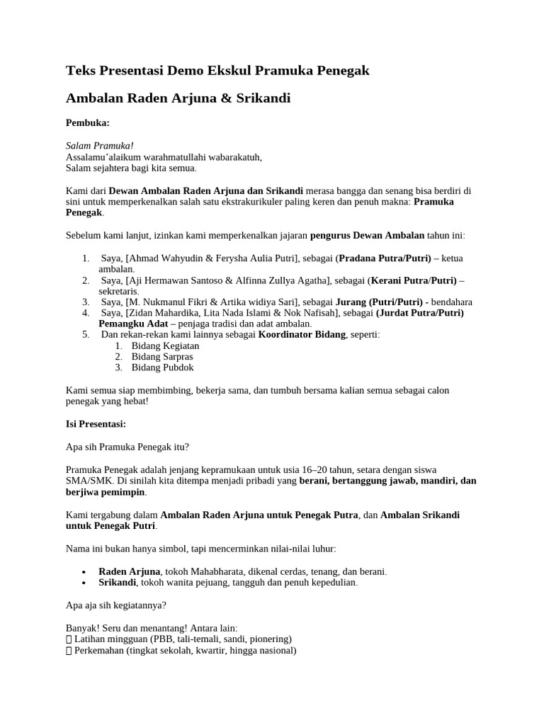 Teks Presentasi Pramuka | PDF