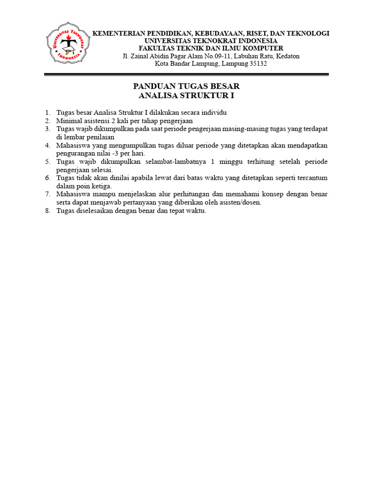 Soal Tugas Besar Anstruk I | PDF