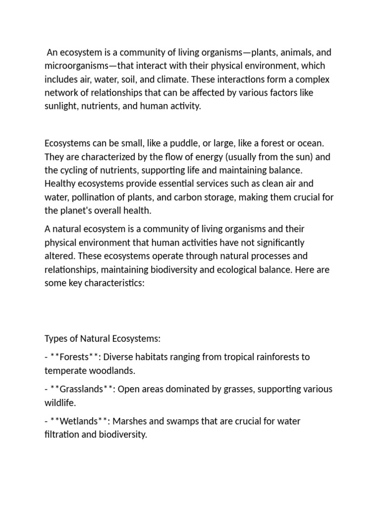 An Ecosystem Is A Community of Living Organisms | PDF | Ecosystem ...
