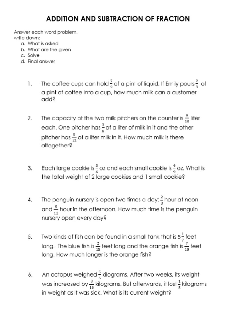 Adding, Subtracting, and Multiplying Fractions | PDF