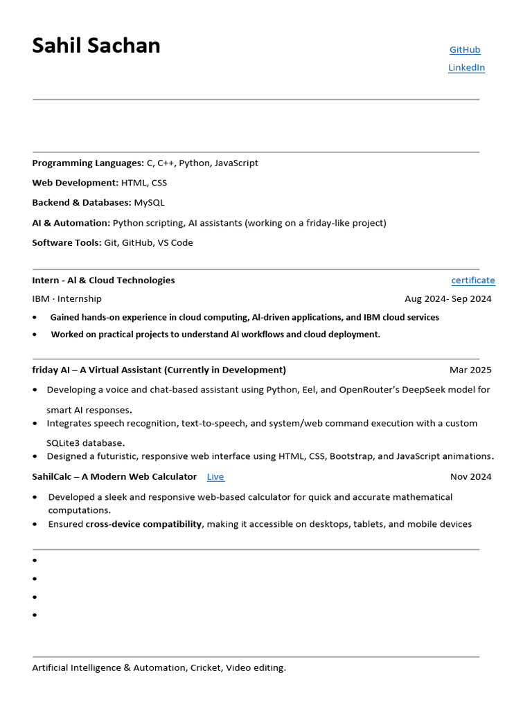 Sahil Sachan Resume | PDF