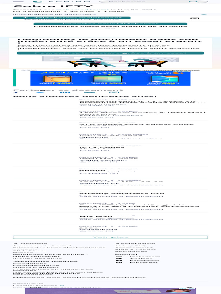 Codes et Activation Cobra IPTV 2025 | PDF | Multimédia | Informatique