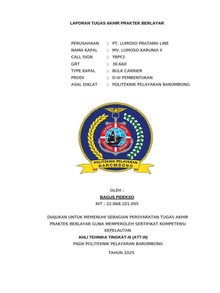 Final Report on MV. Lumoso Karunia II | PDF | Steering | Ships