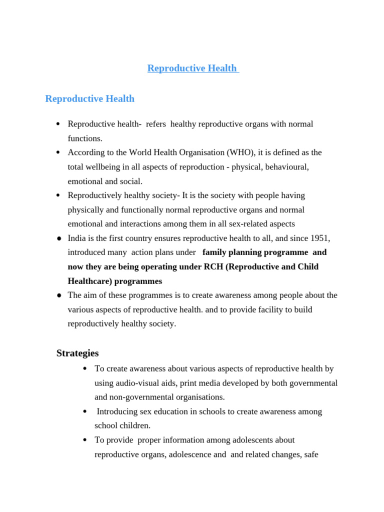Comprehensive Guide to Reproductive Health | PDF | Birth Control ...