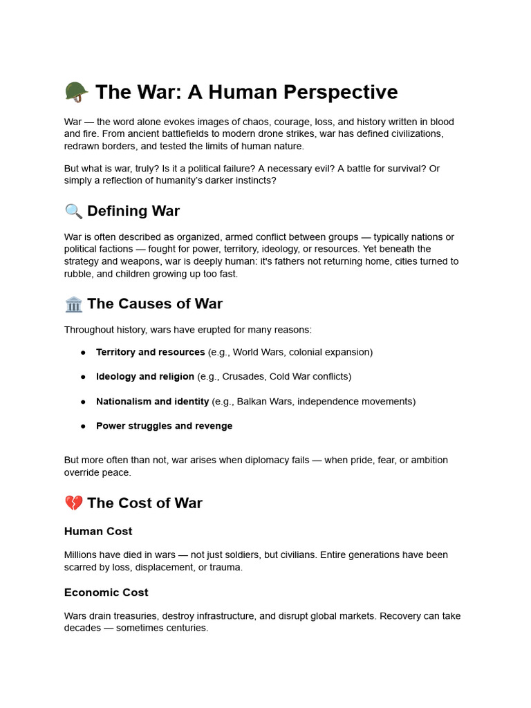 Understanding the Human Impact of War | PDF | International Relations