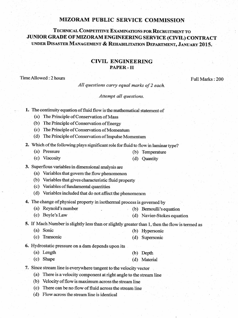 Ae Civil Jrgrade of Mes Under DMR 2015 Engineering Paper II | PDF