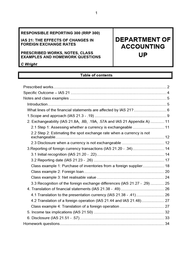 IAS 21: Foreign Exchange Reporting Guide | PDF | International ...