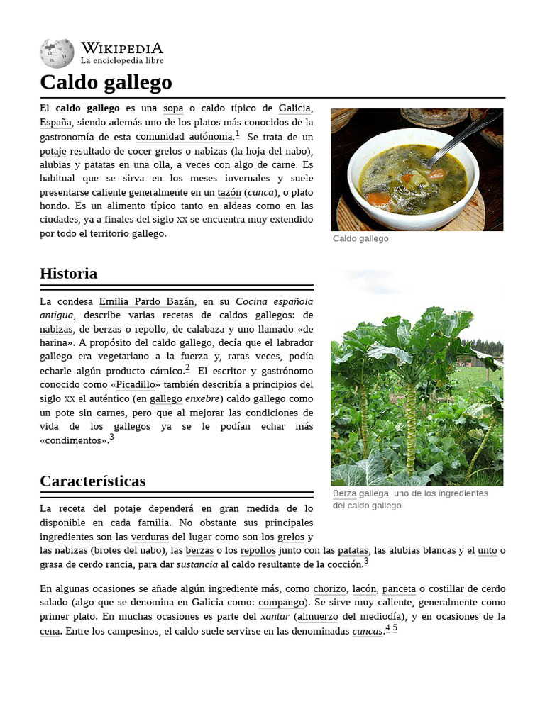 Ingredientes del Caldo Gallego | PDF | Cocina | Alimentos