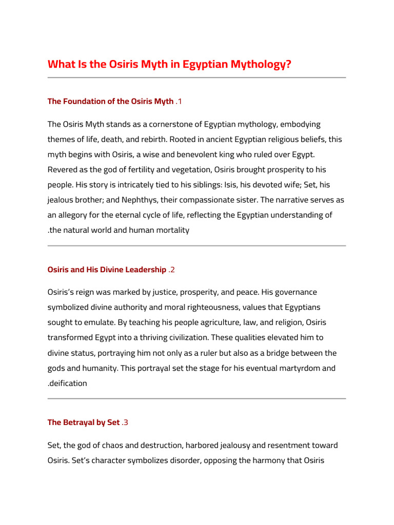 Egyptian Mythology - The Osiris Myth | PDF | Osiris | Isis