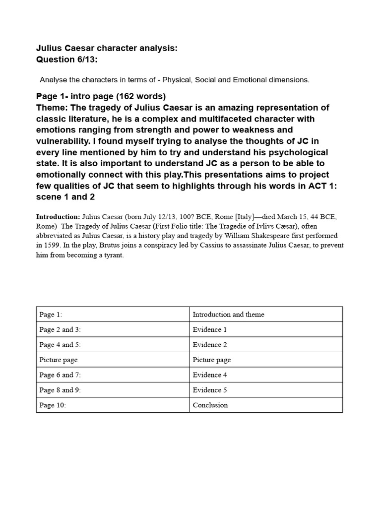 Julius Caesar: Character Insights and Analysis | PDF