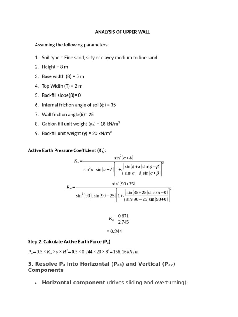 Final Gabion Wall Analysis | PDF