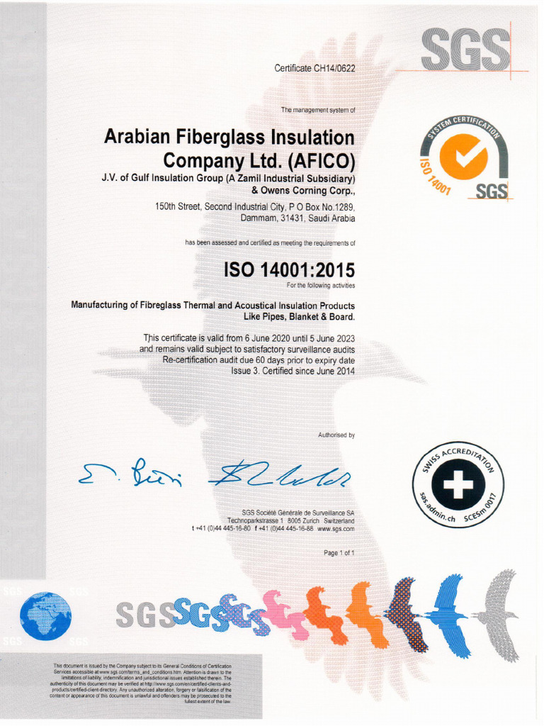 Afico 14001 Cert | PDF