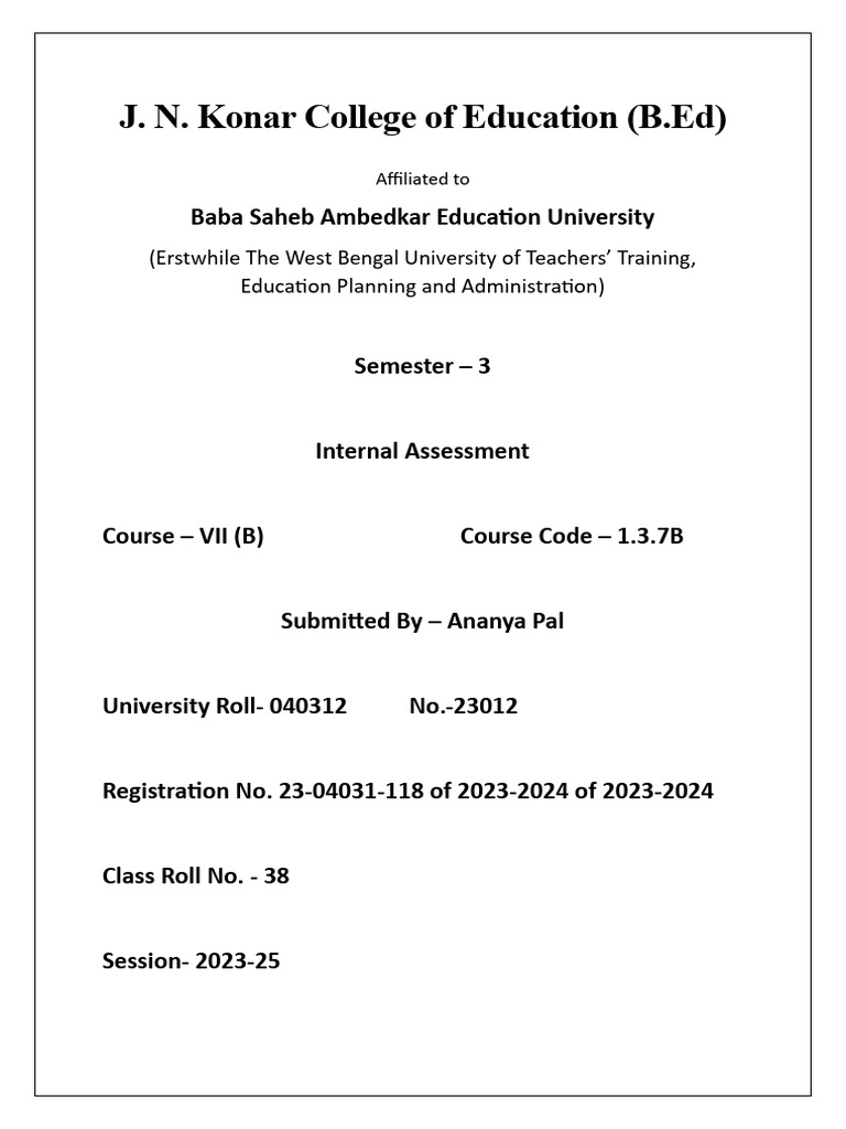 Third Sem Internal Front Page | PDF