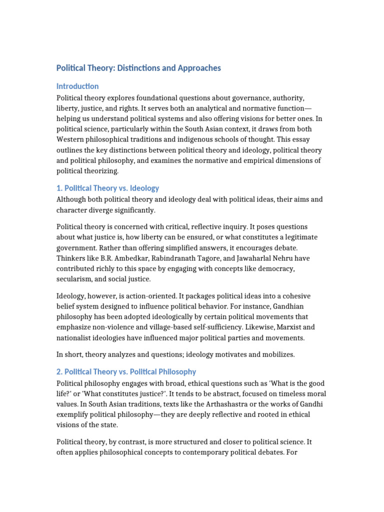 Normative vs. Empirical Political Theory | PDF | Political Philosophy ...