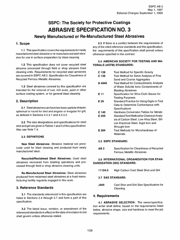 SSPC AB 3: Steel Abrasive Standards | PDF | Abrasive | Steel