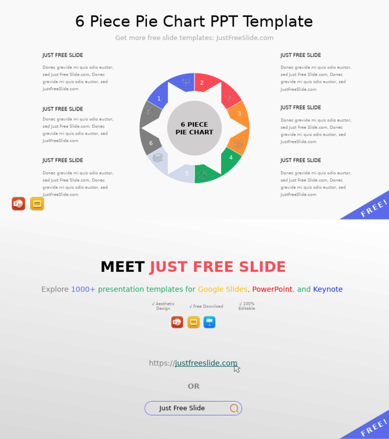 6 Piece Pie Chart PPT Template | PDF