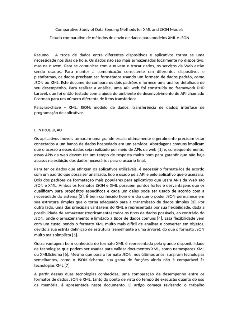 Comparative Study of Data Sending Methods For XML and JSON Models | PDF | Json | XML