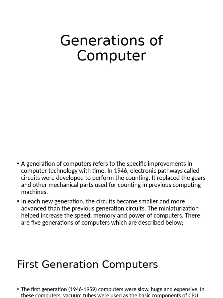 Generations of Computer | PDF | Integrated Circuit | Computer Data Storage