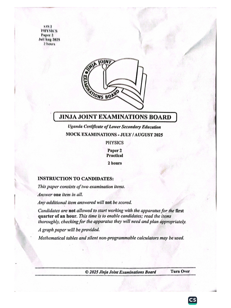 Jjeb 2025 Physics Prac | PDF