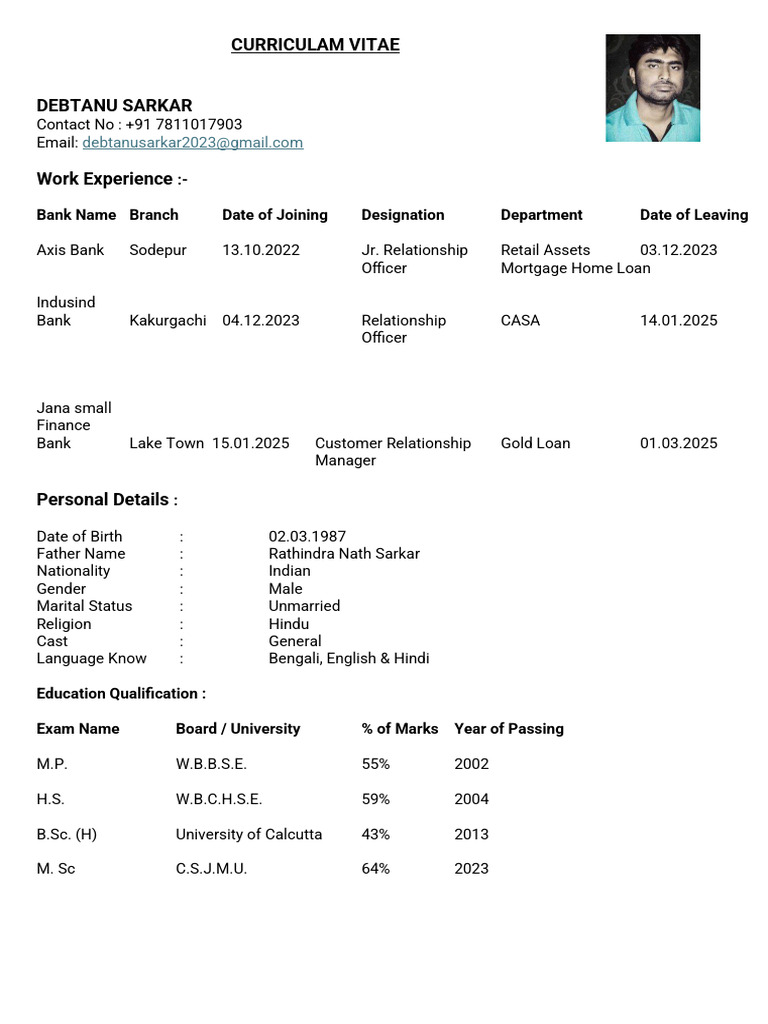 Curriculam Vitae (1) | PDF