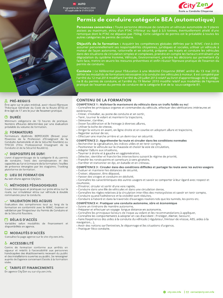 Fiches Programme Permis Bea | PDF
