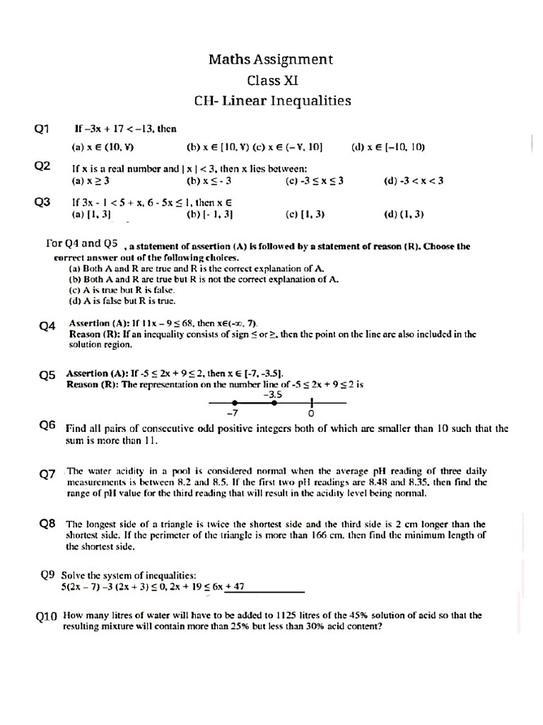 Ch-5 Linear Inequalities XI Class (2025-26) | PDF