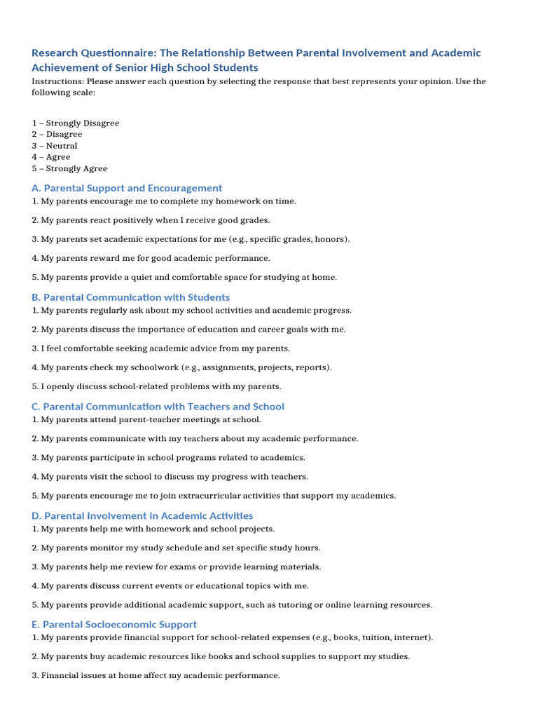 Parental Involvement Impact Survey | PDF | Schools | Teachers