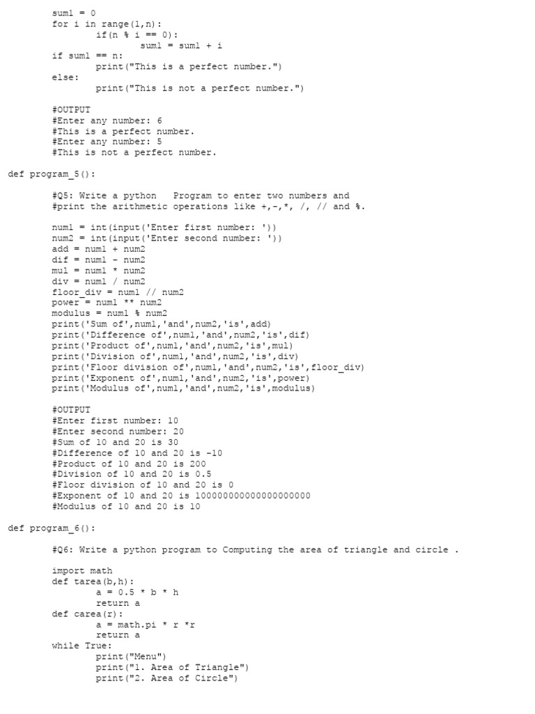 Python Programs for Math Operations | PDF