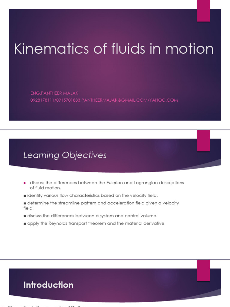 Kinematics of Fluids in Motion | PDF | Field (Physics) | Continuum ...