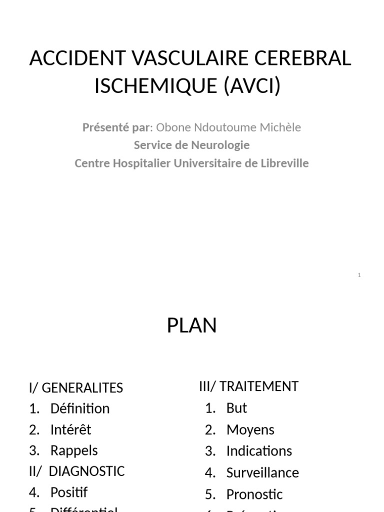 AVC Ischémique : Diagnostic et Traitement | PDF | Accident vasculaire ...