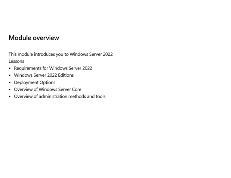 Windows Server 2022 Training Overview | PDF