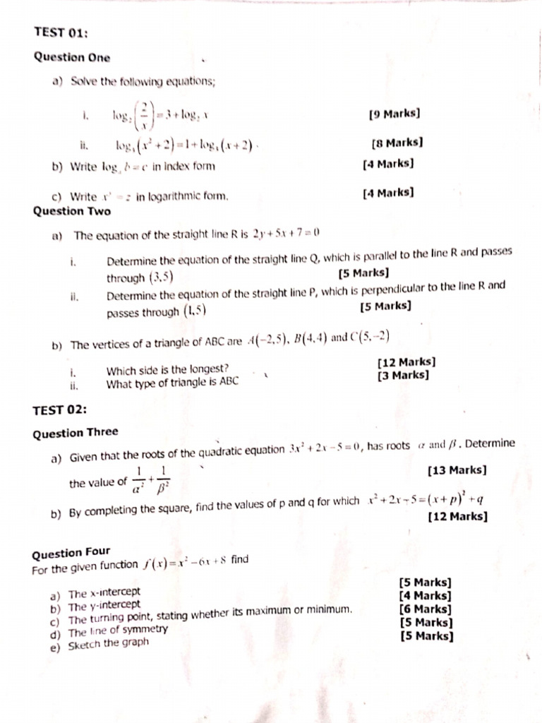 Maths Test | PDF