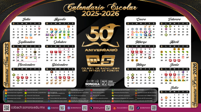 Calendario Escolar COBACH 2025-2026 | PDF | Enseñando