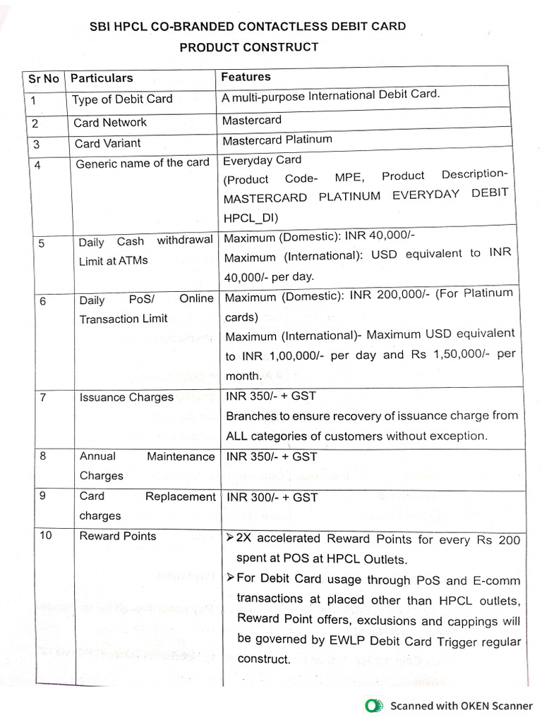 Sbi HPCL Co Branded DC | PDF