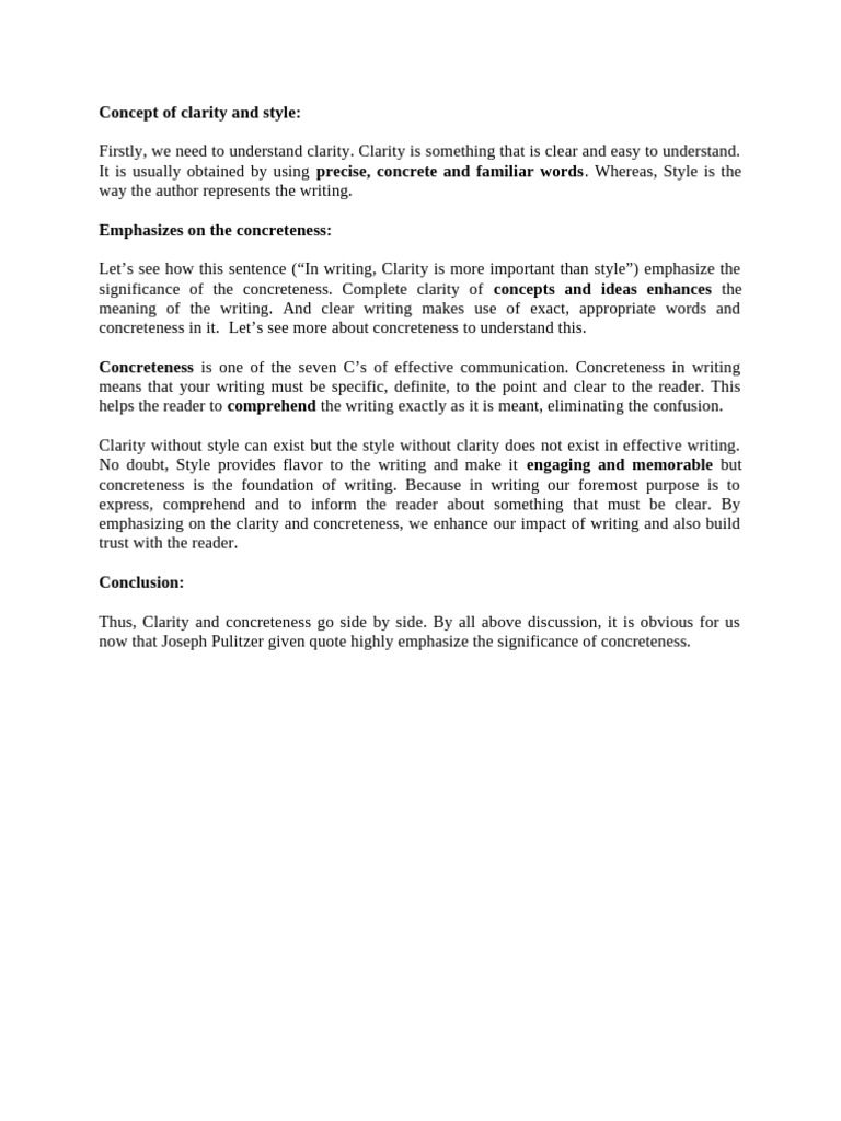 Clarity and Concreteness in Writing | PDF